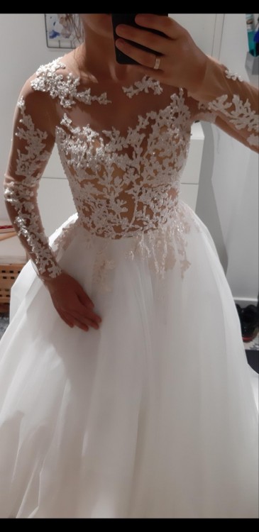 Suknie - Nowa suknia ślubna ivory 36 koraliki długi rękaw księżniczka ... Suknie - Nowa suknia ślubna ivory 36 koraliki długi rękaw księżniczka ...