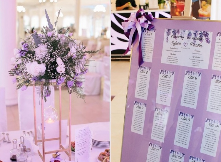 Delikatny fiolet na ślubie i weselu